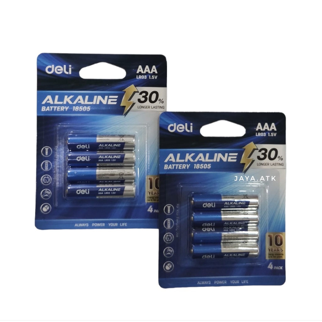 Jual BATERAI ALKALINE AAA 1.5V DELI 18505 SET 4 BATU BATERAI ALKALINE ...