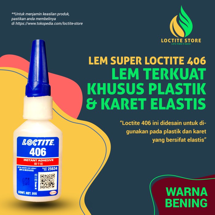Jual LEM INSTAN TERKUAT 406 20GRAM KHUSUS PLASTIK DAN KARET ELASTIS ...