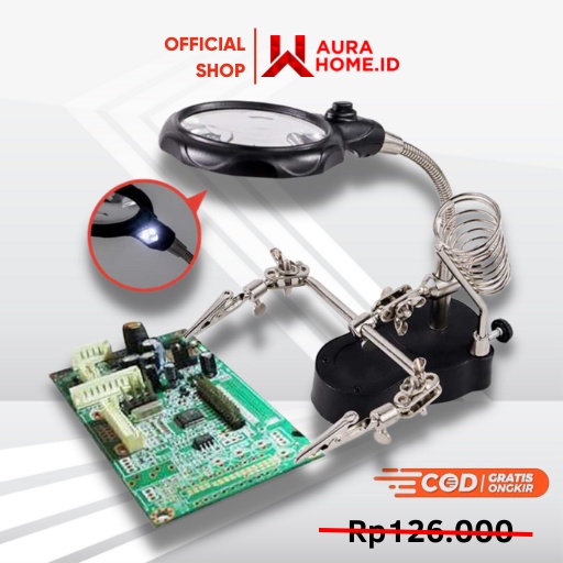 Jual Alat Pegangan Solder Helping Hand Kaca Pembesar LED / Alat ...