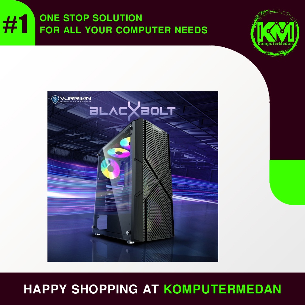 Jual Casing PC Gaming Vurrion BlackBolt / Black Bolt / BlacxBolt ATX ...