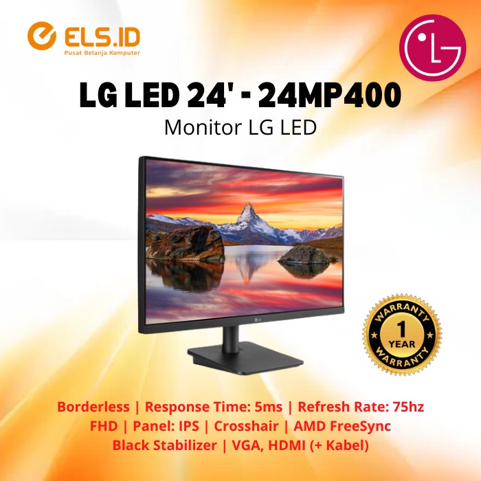 Jual LED Monitor LG 24' - 24MP400 (3-Side Virtually Borderless ...