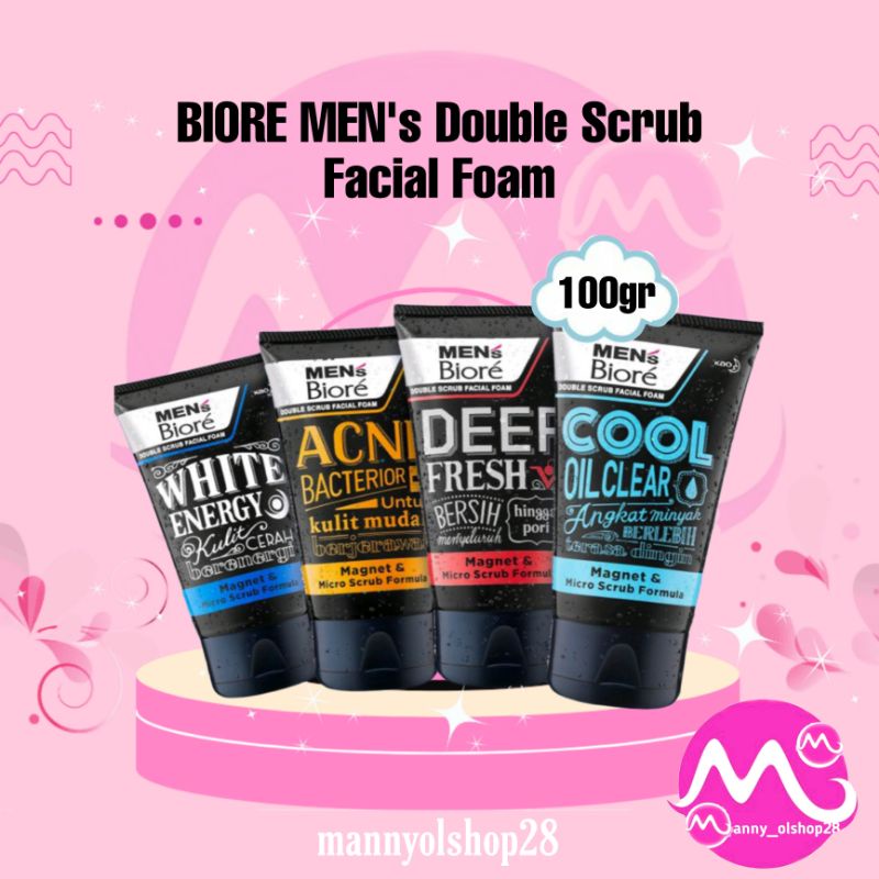 Jual BIORE MEN's Double Scrub Facial Foam 100gr | Shopee Indonesia