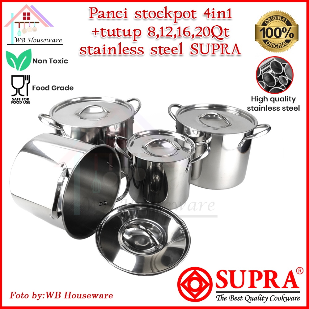Jual Supra stockpot 4 in 1 + tutup stainless / panci rebus stockpot ...