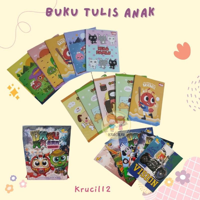 Jual KRUCIL Buku Tulis Anak 38 lembar - Buku Garis Vision Skola Sidu ...