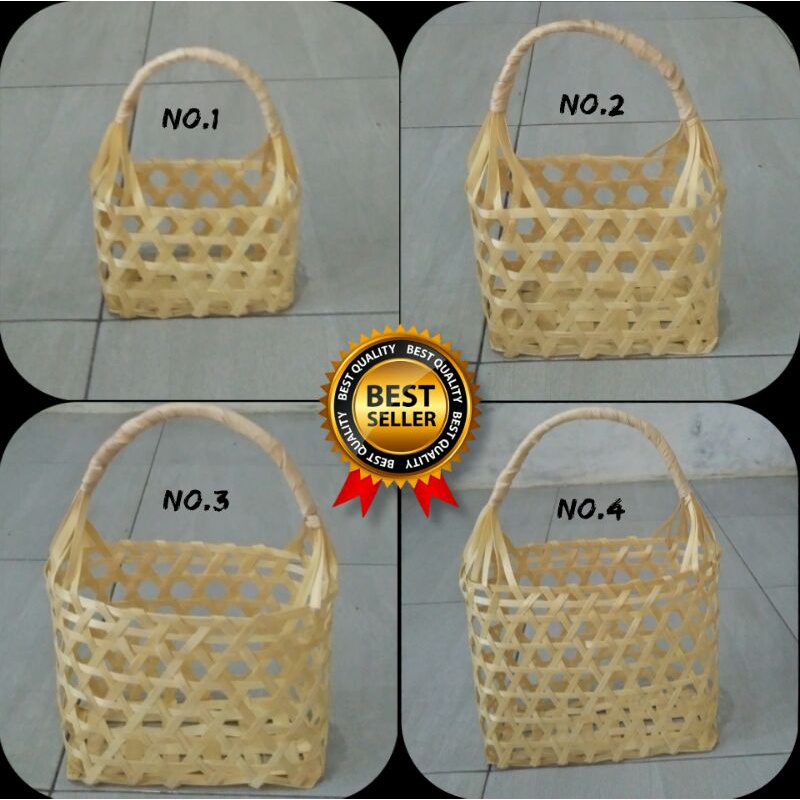 Jual tas keranjang anyaman bambu 4 size tas hamper tas kado tas hantaran packaging parcel snack ...