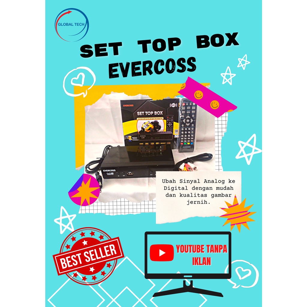 Jual [GROSIR] EVERCOSS SET TOP BOX DVB-T2 TV Digital Full HD Wifi ...