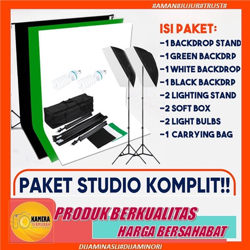 Jual Foto Studio Lighting Kit with Backdrop Lengkap SIAP PAKAI Termasuk ...