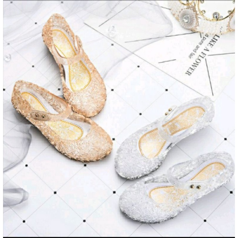 Jual Sepatu frozen princess jelly cinderella size 30 - 35 | Shopee ...