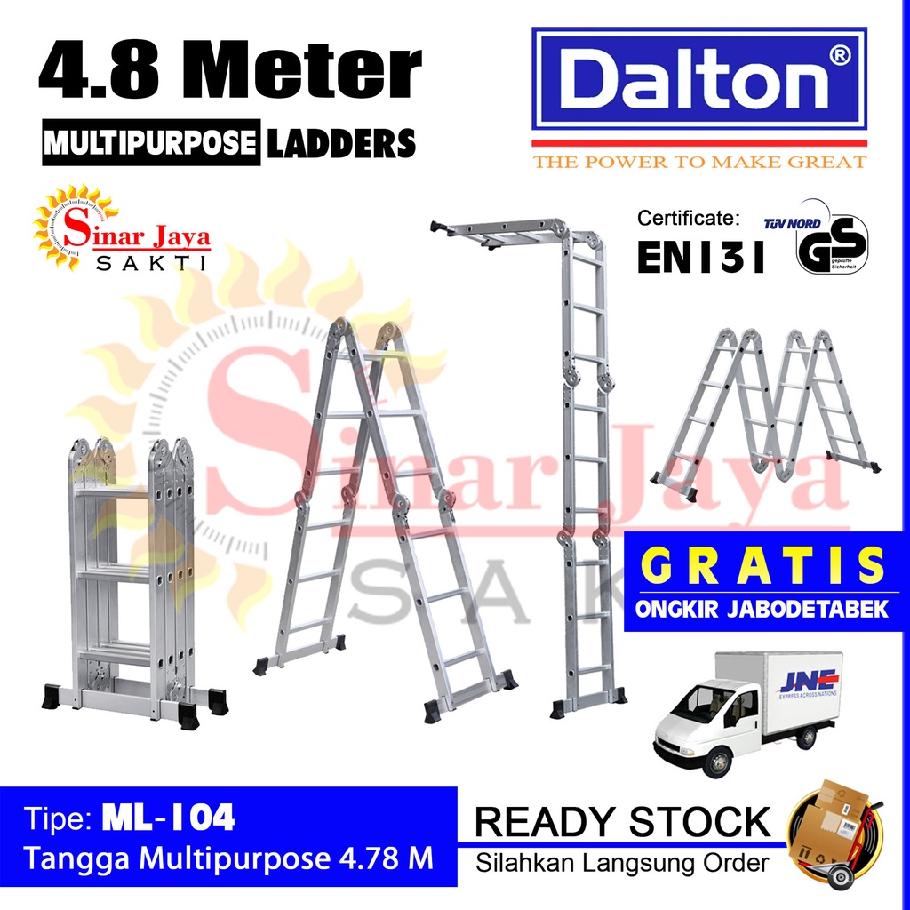 Jual Tangga Lipat Multipurpose 4.8 Meter Dalton ML-104 | Tangga Alumunium Lipat Multi Fungsi 4,8 ...