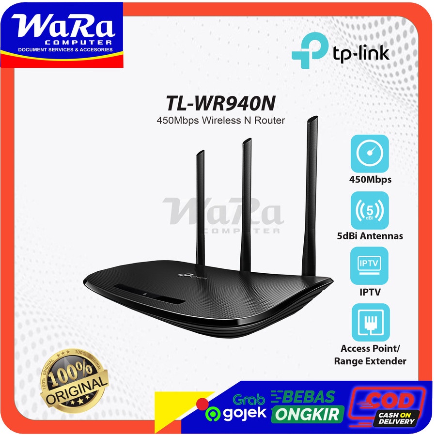 Jual TP-LINK TL-WR940N 450Mbps Wireless N Router | Shopee Indonesia