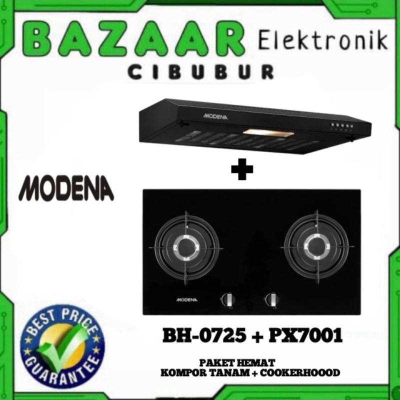 Jual PAKET KOMPOR TANAM GAS MODENA 2 TUNGKU BH 0725 DAN COOKER HOOD PX ...