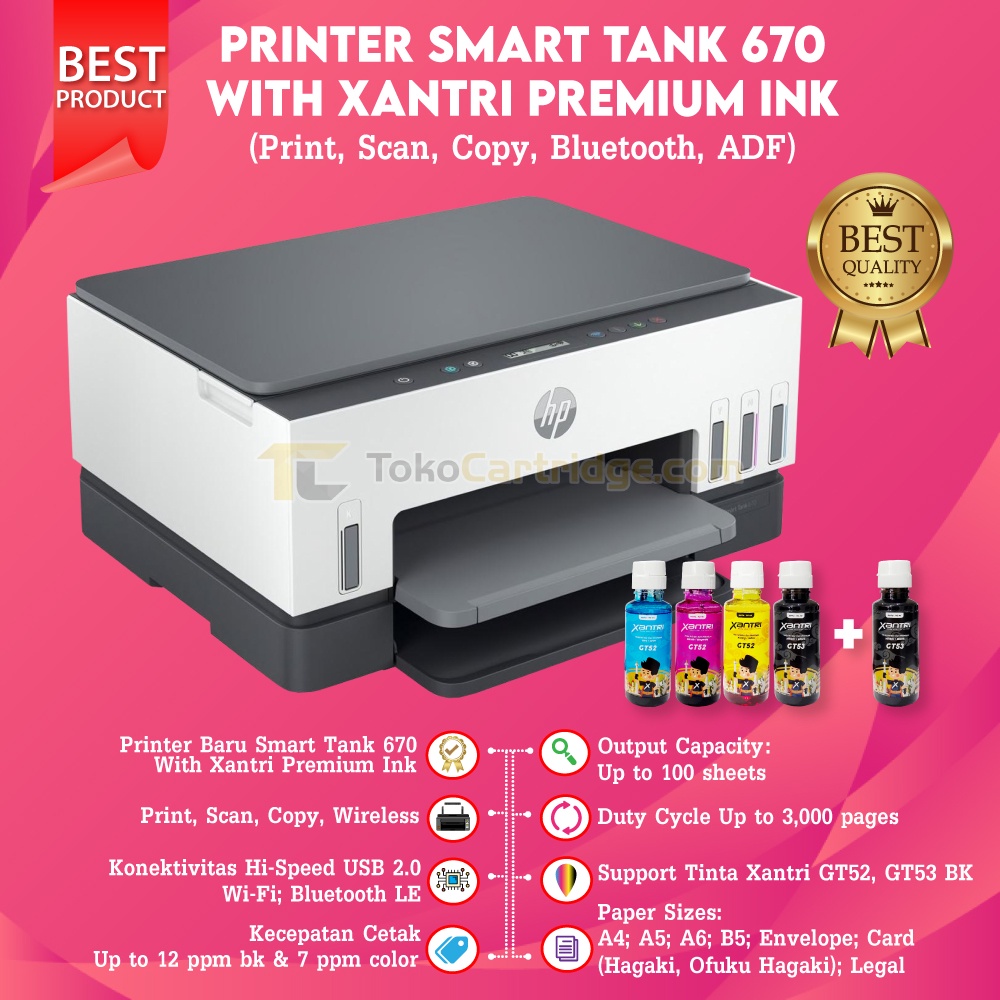 Jual Printer HP Smart Tank 670 All-In-One A4 Print Scan Copy WiFi Bluetooth Auto Duplex (6UU48A ...