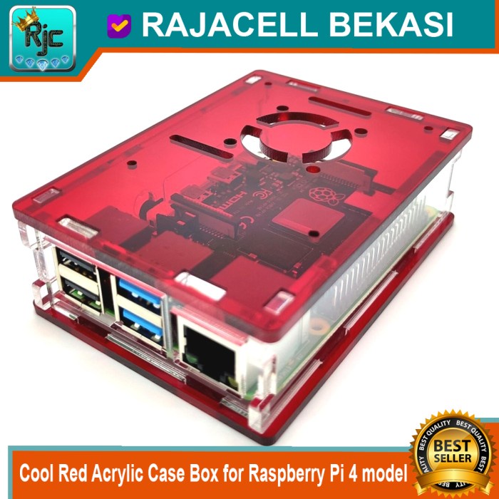 Jual Cool Red Acrylic Case Enclosure Box for Raspberry Pi 4 model B Pi ...