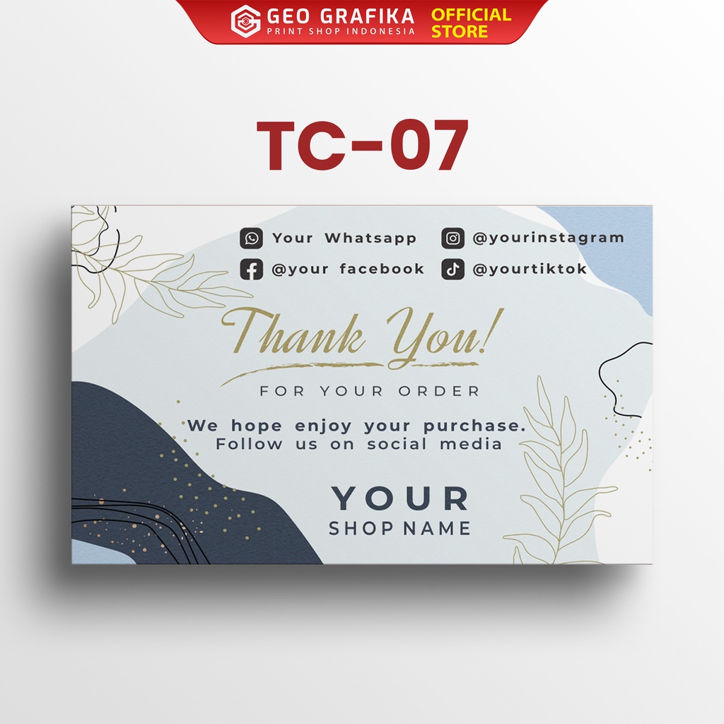 Jual Thank You Card / Kartu Ucapan Terima Kasih Aesthetic Online Shop Custom Free Desain - Geo ...