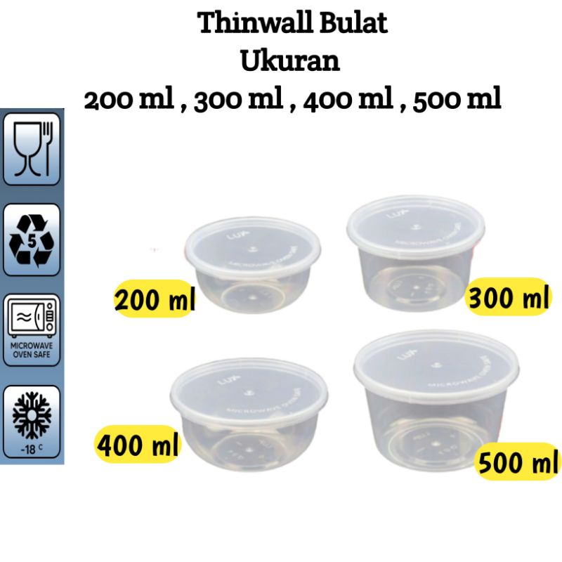 Jual Thinwall Bulat Bening 200 ml / 300 ml / 400 ml | Shopee Indonesia