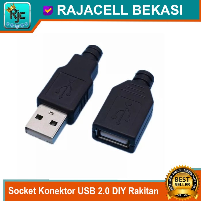 Jual Socket Konektor USB 2.0 DIY Rakitan Housing USB Type A Male Female ...
