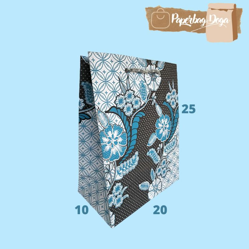 Jual (isi 12)PAPERBAG PAPER BAG R6 BATIK BIRU 20X10X25 | Shopee Indonesia