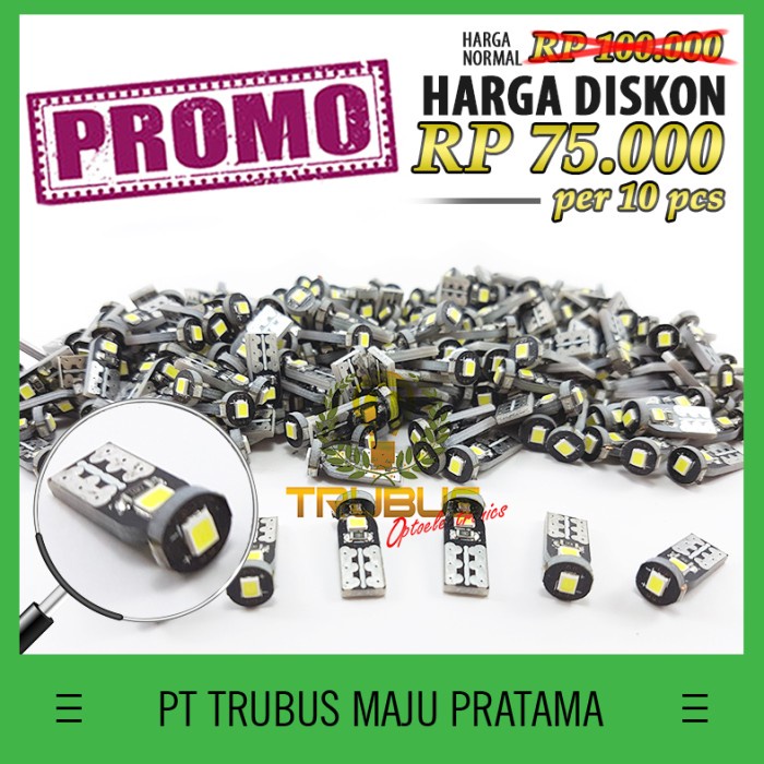 Jual LAMPU LED T10 3 SMD TRUBUS SPEEDOMETER PLAT NOMOR DAN KABIN ISI 10 ...