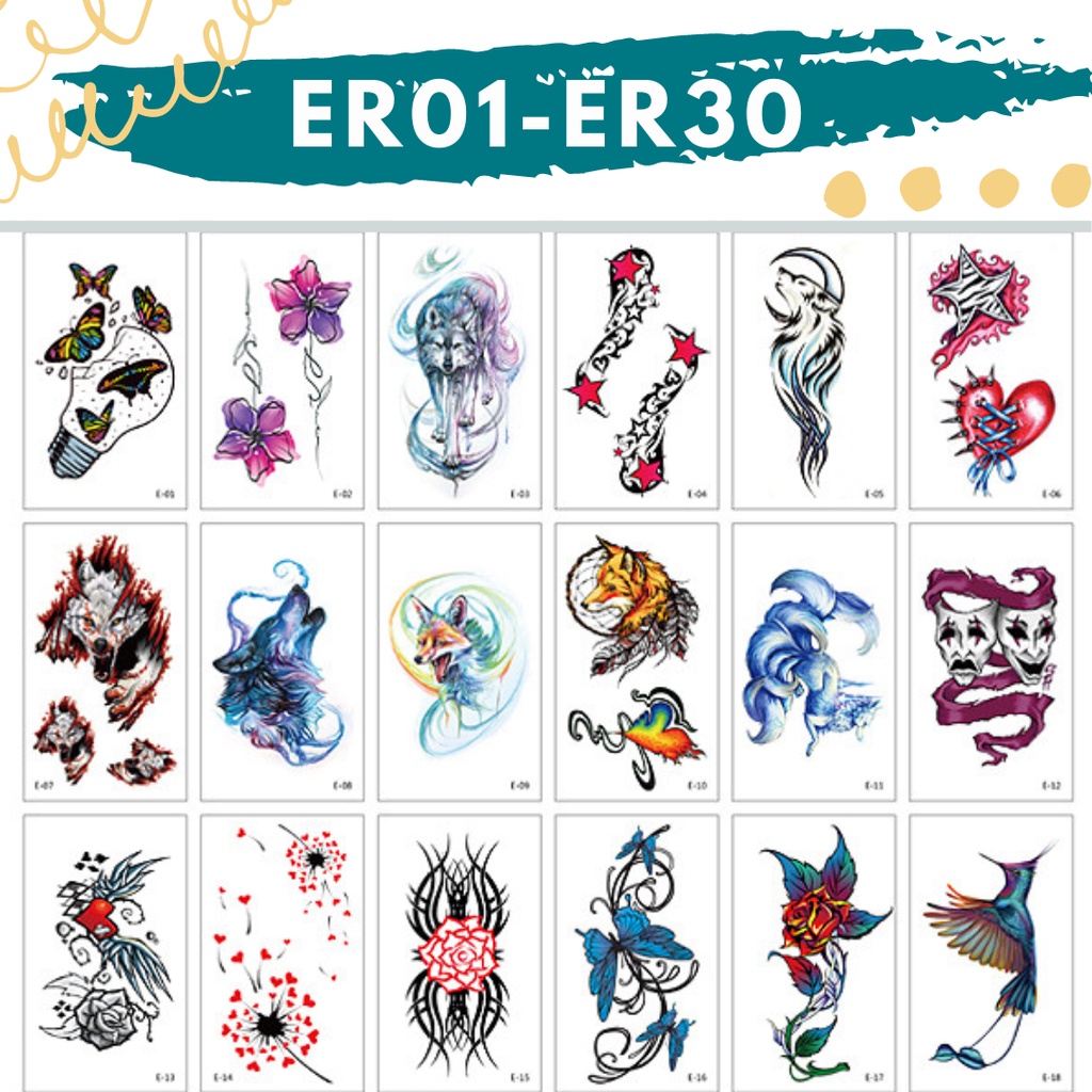 Jual Stiker Tattoo kode ER01-ER30 | Tato Temporer | Waterproof | Shopee Indonesia
