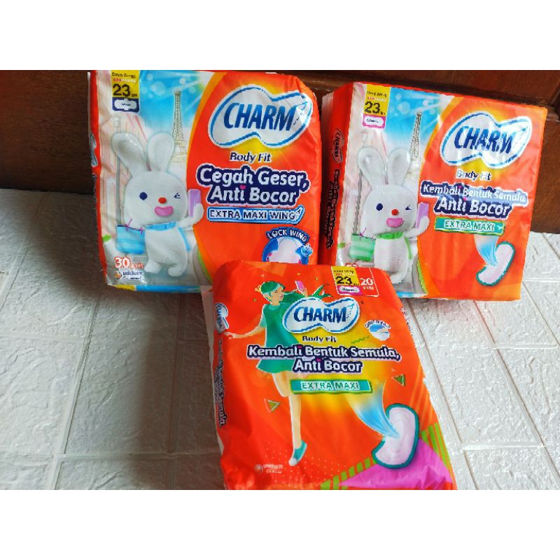 Jual CHARM Pembalut Body Fit Extra Maxi Wing 30s/20s/10s | Shopee Indonesia