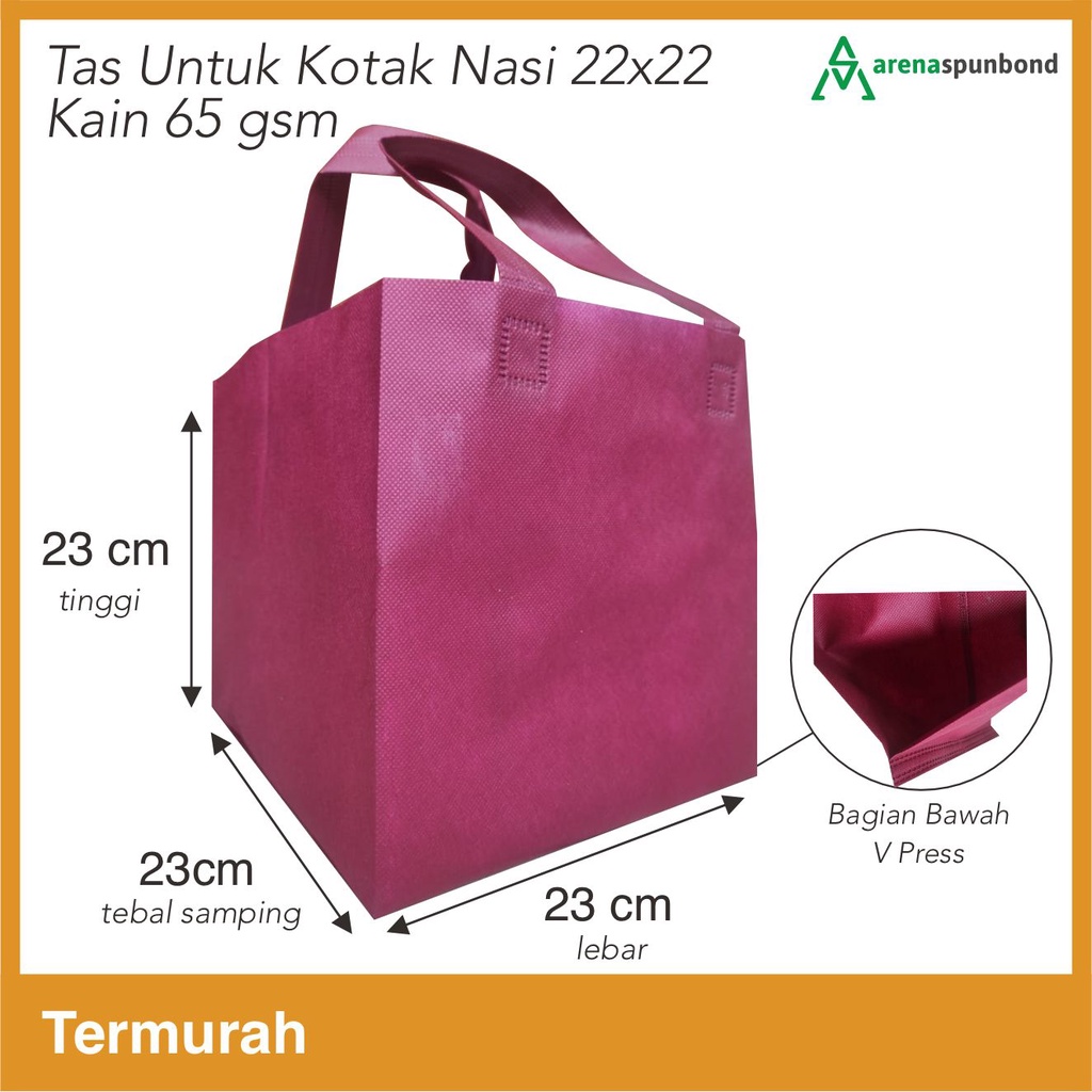 Jual Goodie Bag Tas Kotak Nasi Ukuran Tas 23x33x23 65gsm Tas Spunbond Press Bawah Lipat Samping ...