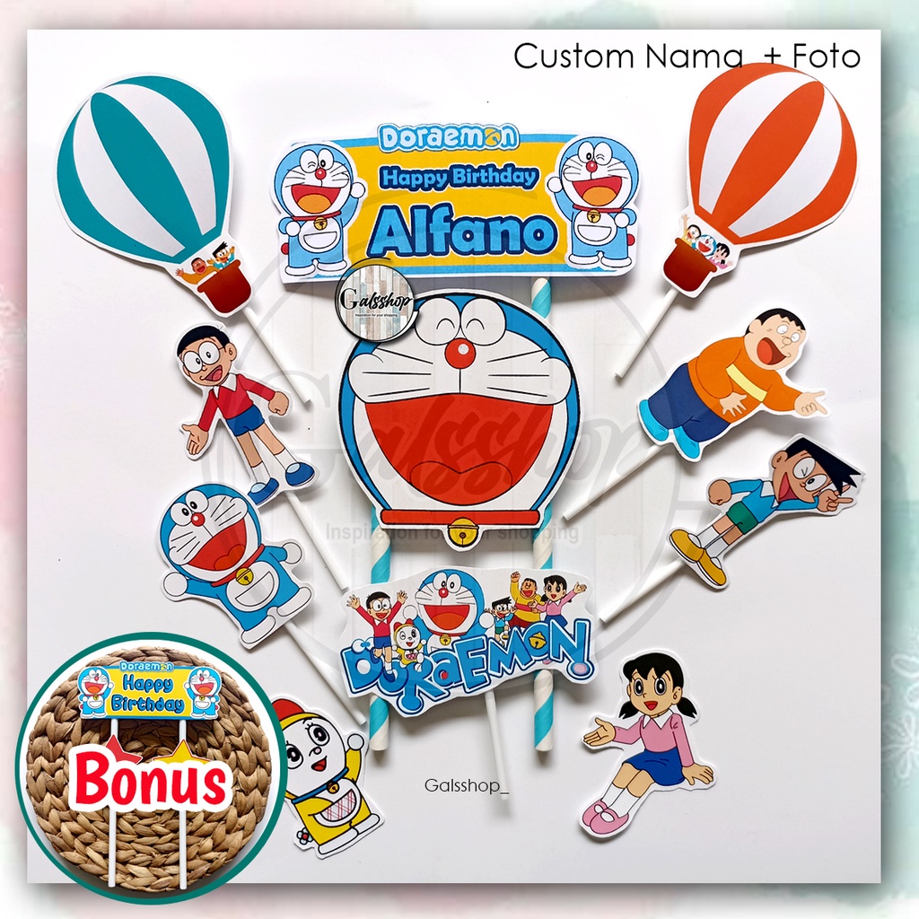 Jual Custom Nama/ Foto / Toppercake Plus Doraemon / Hiasan Kue / Cake ...