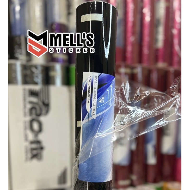 Jual stiker skotlet hitam glossy 1 roll mengkilap hitam kilap hitam ...