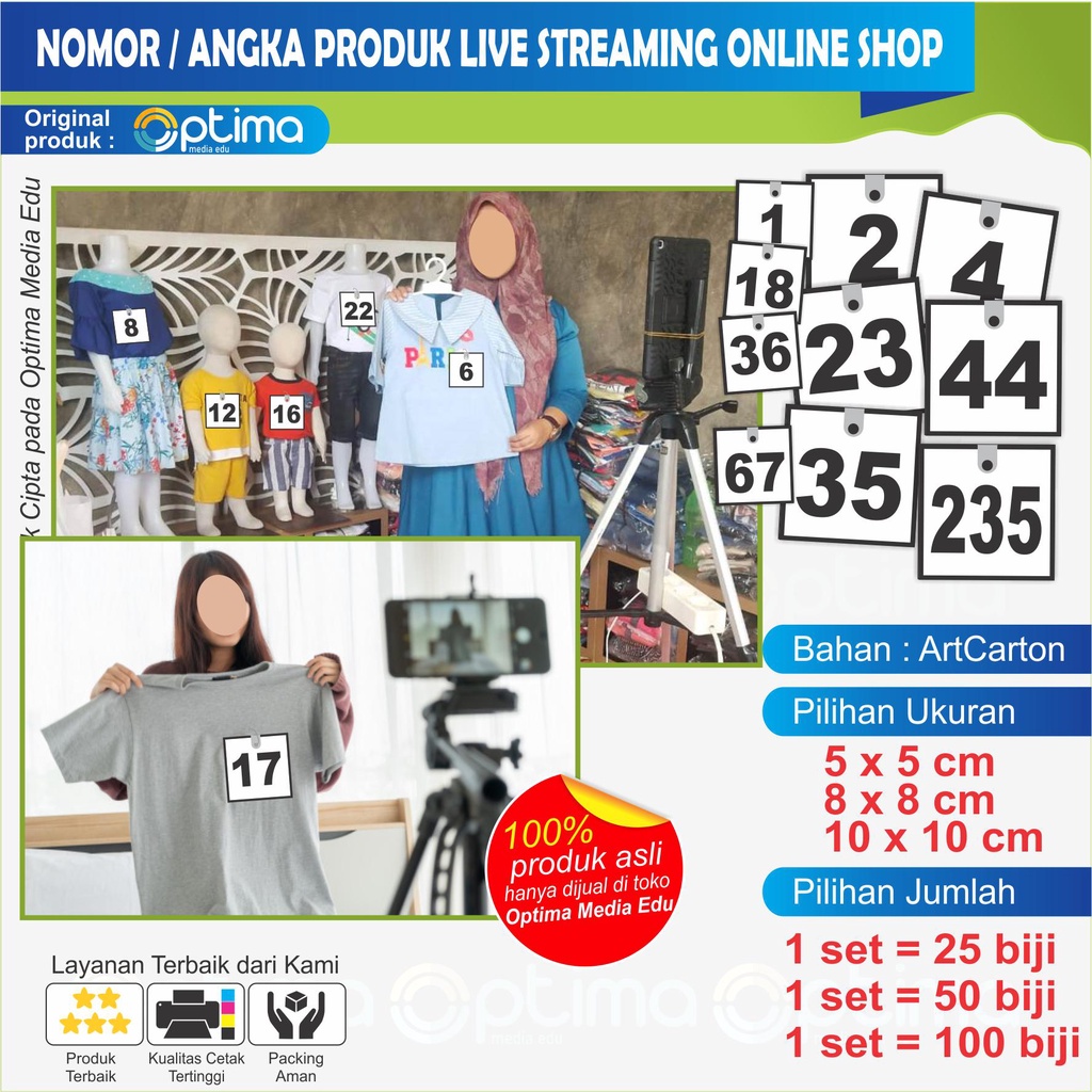 Jual Nomor / Angka / Label Produk Jualan Live Streaming olshop | Shopee ...