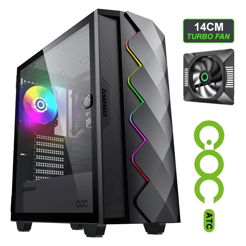 Jual Gamemax Diamond COC PC Case with COC Turbo Fan Tempered Glass ...