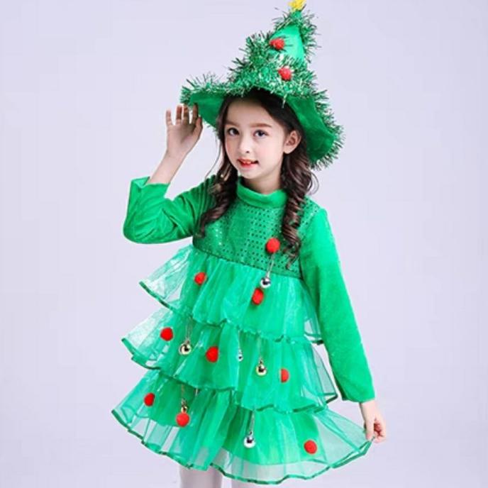 Jual Christmas tree Dress costume kostum natal pohon natal anak long ...
