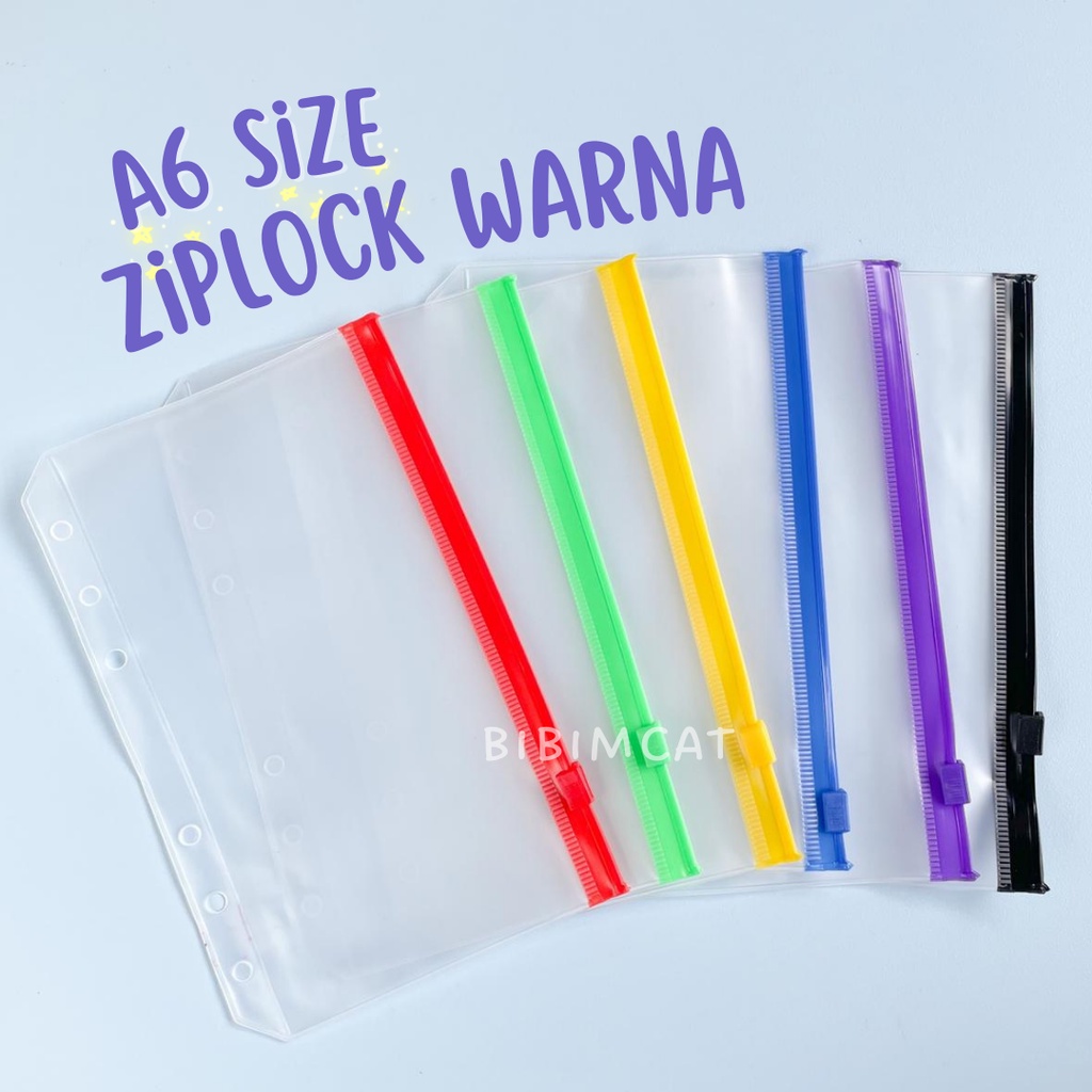 Jual (A6 Size) Ziplock Warna Binder A6 6 Ring / File Organizer Uang 6 ...