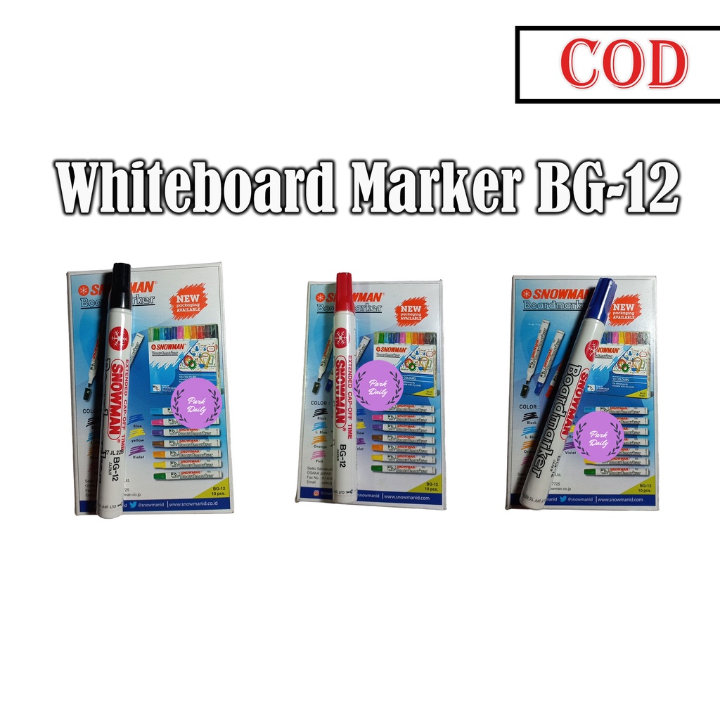 Jual Spidol SNOWMAN WhiteBoard BG-12/ Spidol Non Permanent BG-12 - PCS ...