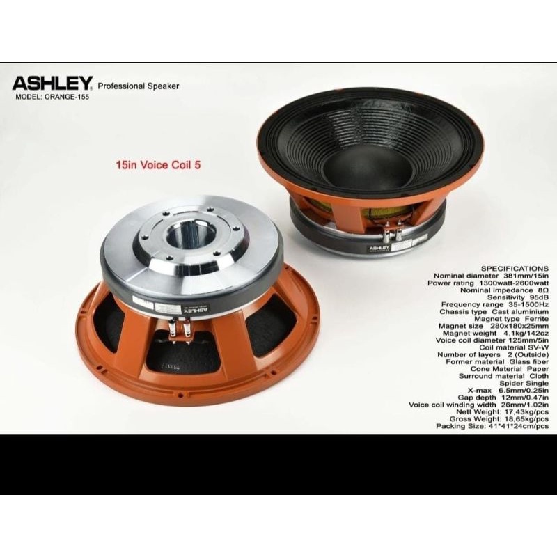 Jual SPEAKER ASHLEY 15 INCH MODEL 155 ORANGE | Shopee Indonesia