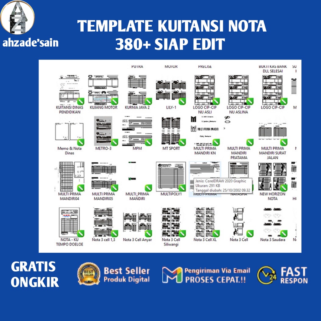 Jual Template Desain NOTA Editable + Bonus CorelDraw siap edit 380 ...