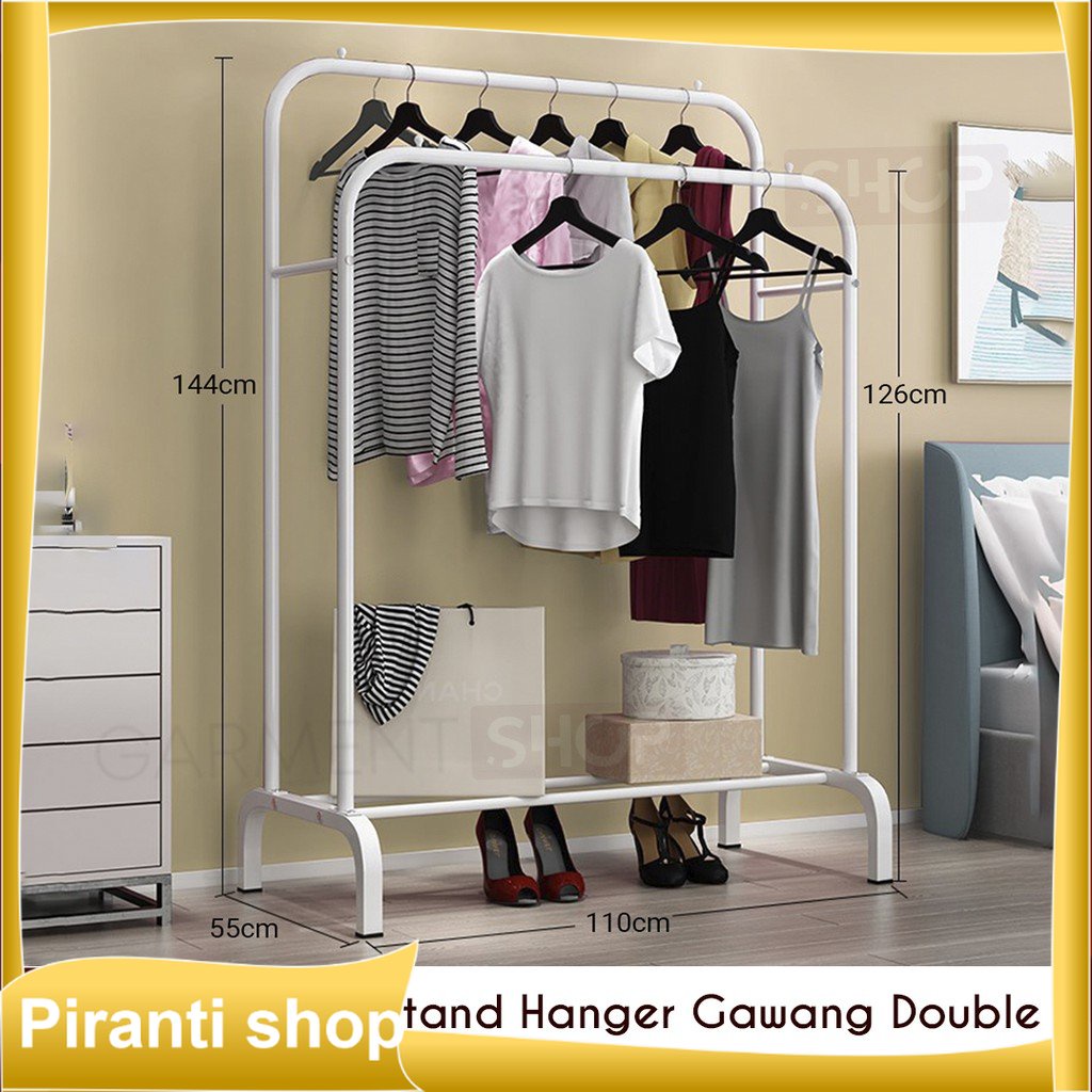 Jual Stand Hanger Besi Double Butik Rak Gantungan Baju Besi Pakaian 2 ...