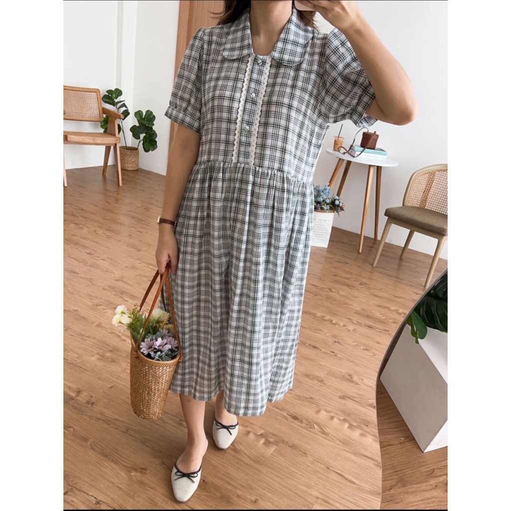 Jual Mimori Dress Checked SOPHIA ALICE | Shopee Indonesia
