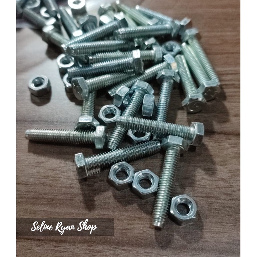 Jual Baut Mur Putih BMP / Baut Mur Hexagon M6x30 PUTIH | Shopee Indonesia