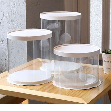 Jual 23x23 cm Bulat Kotak Kue Mika Transparan Tinggi dus Cake Box ...