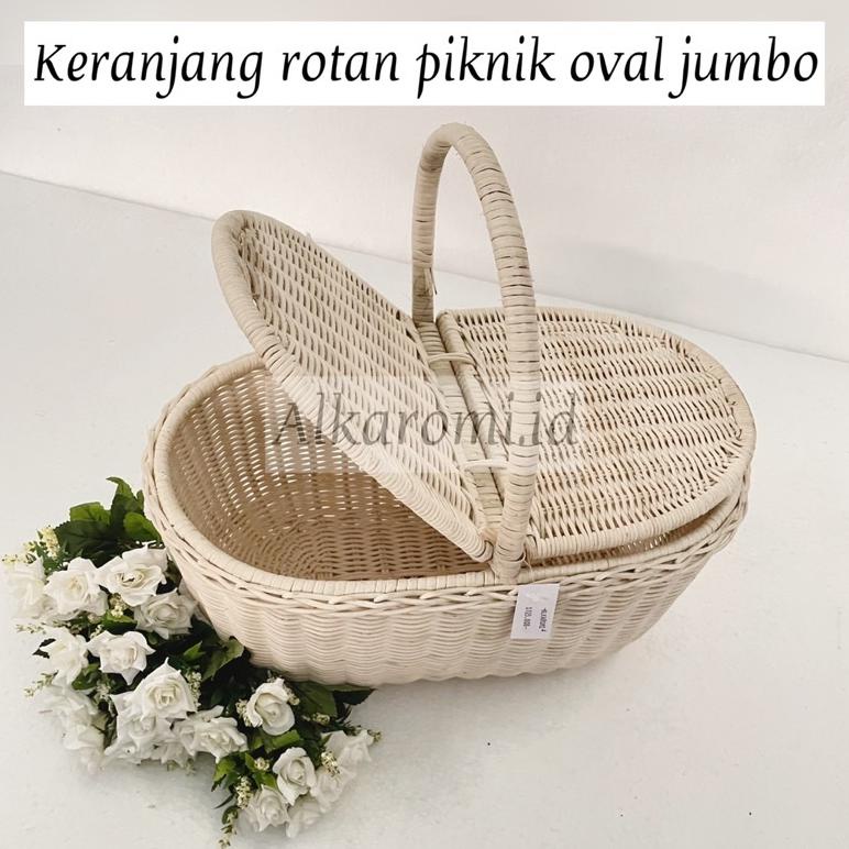 Jual Keranjang Rotan Piknik Oval Jumbo | Shopee Indonesia