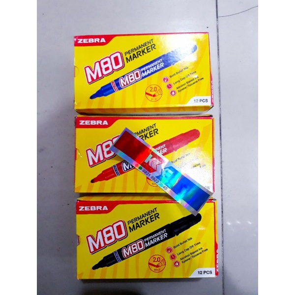 Jual SPIDOL PERMANEN BESAR UJUNG TEBAL 2mm ZEBRA M80 ISI 12pcs | Shopee ...
