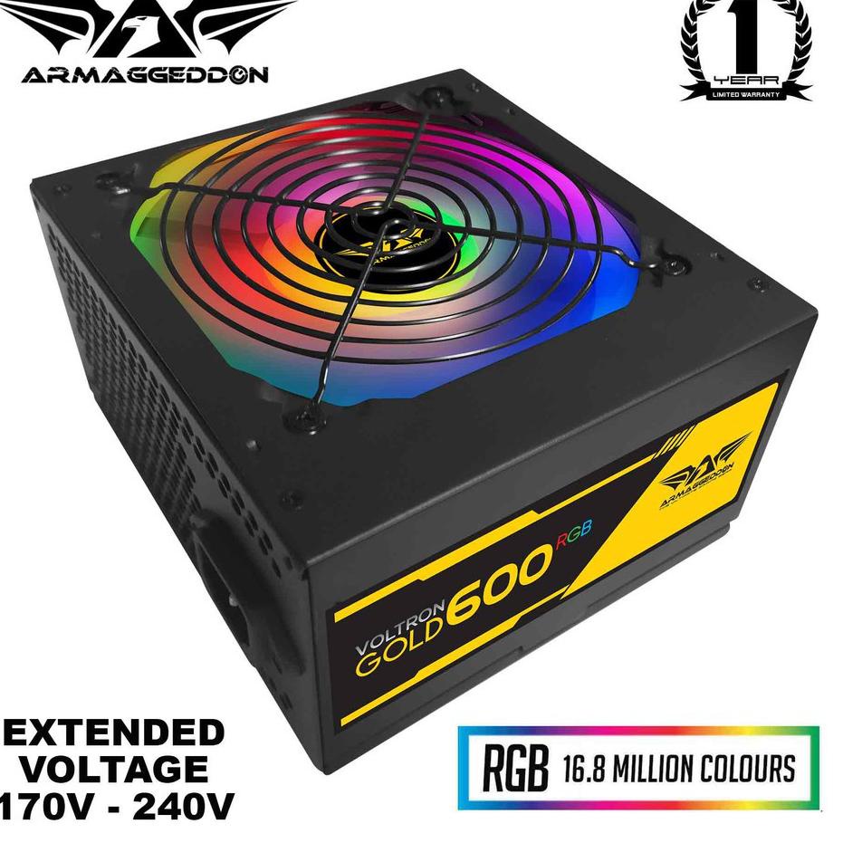 Jual Stok Banyak ADZ8K Power Supply PSU Armaggeddon Voltron Gold 600 RGB 80+ 600 Watt Terbaru ...