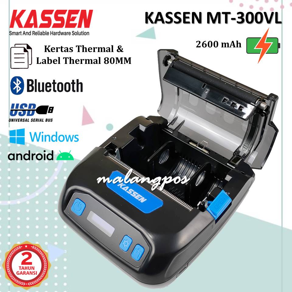 Jual Kassen MT 300VL Mobile Printer Label Thermal 80MM Printer Label ...