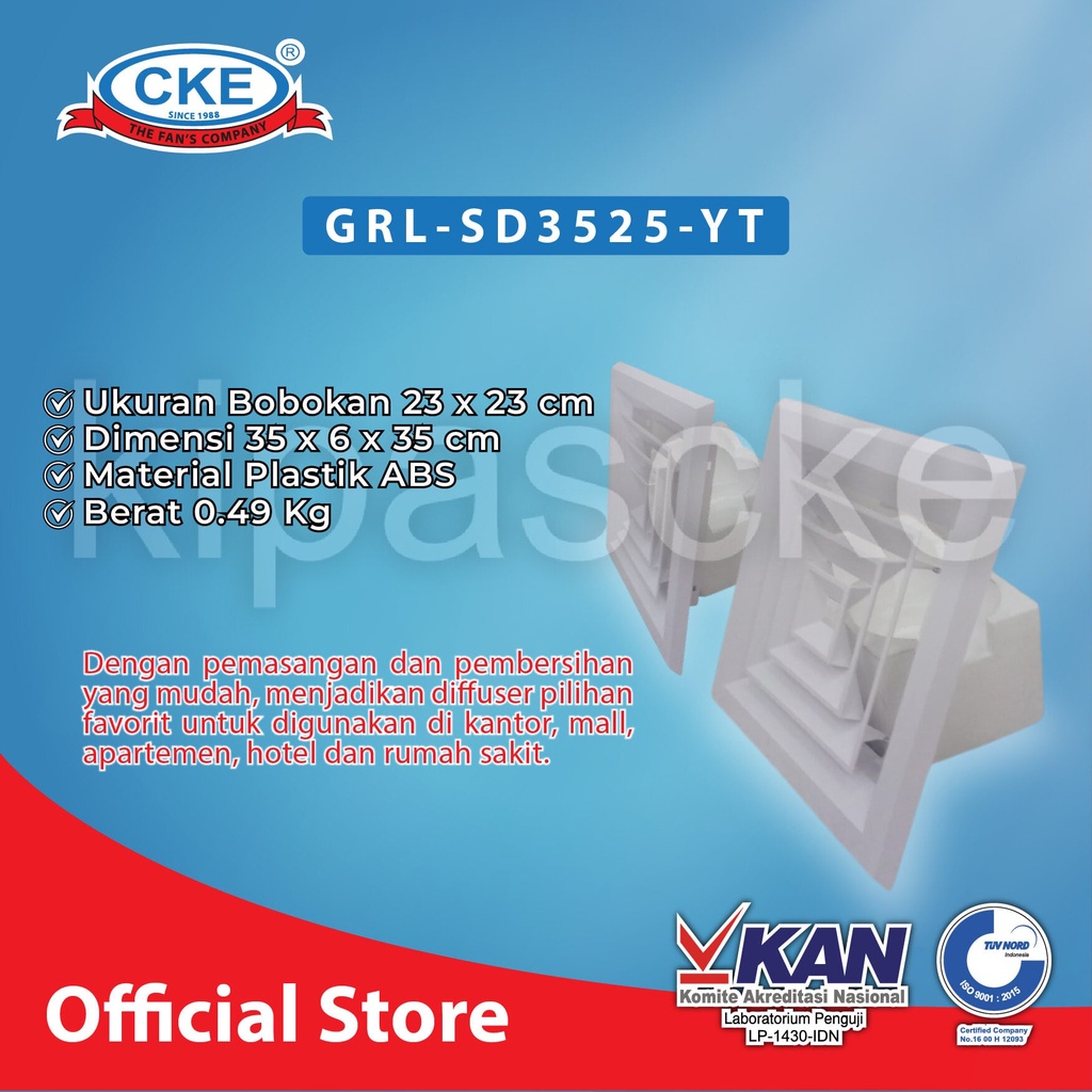 Jual Supply Air Diffuser (SAD) 23cm x 23 cm AC Grill Plafon Ducting ...