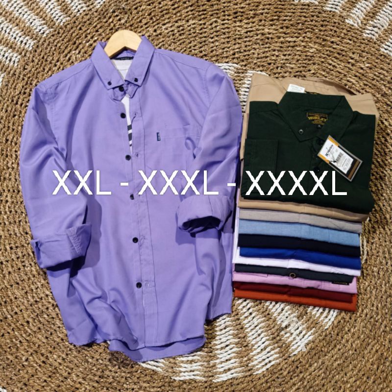 Jual Kemeja Polos Jumbo Oversize XXL - XXXL - XXXXL Kemeja Jumbo Pria Hem Polos Kemeja Formal ...