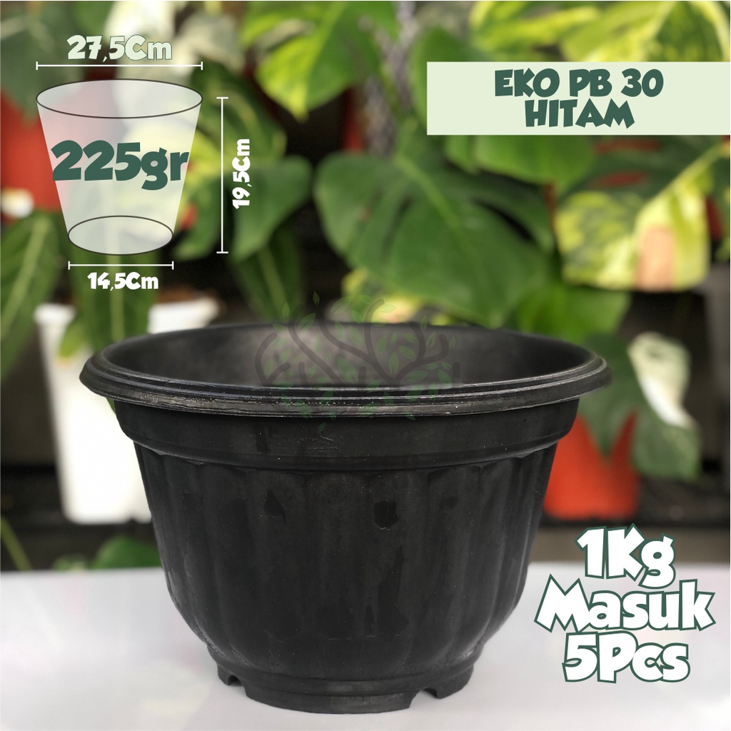 Jual Pot Bunga EKO PB 30 Hitam Motif POt Tanaman Tebal Dekorasi Rumah ...
