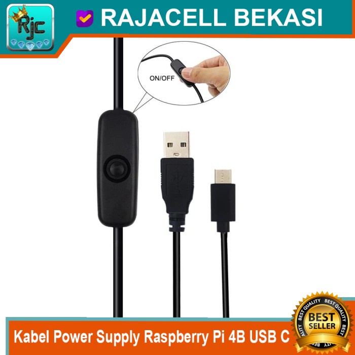 Jual Kabel Power Supply Raspberry Pi 4B USB C dengan Saklar ON-OFF | Shopee Indonesia