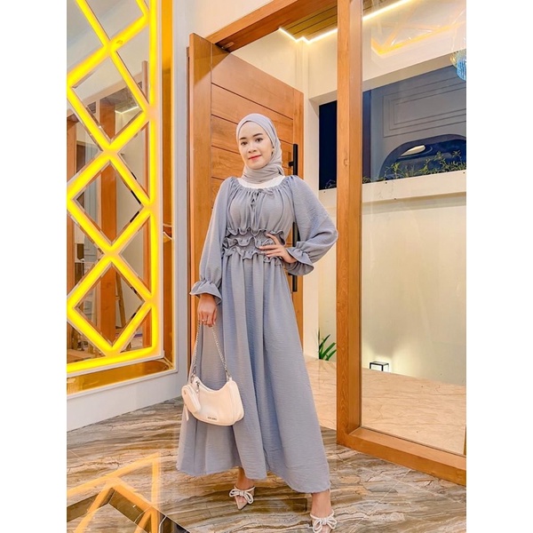 Jual ROSSA MIDI DRESS SERUT DRESS CRINKLE AIRFLOW | Shopee Indonesia