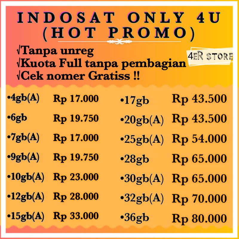 Jual TERLENGKAP!!PAKET DATA INDOSAT FREEDOM INTERNET HOT PROMO (ONLY 4U) | Shopee Indonesia