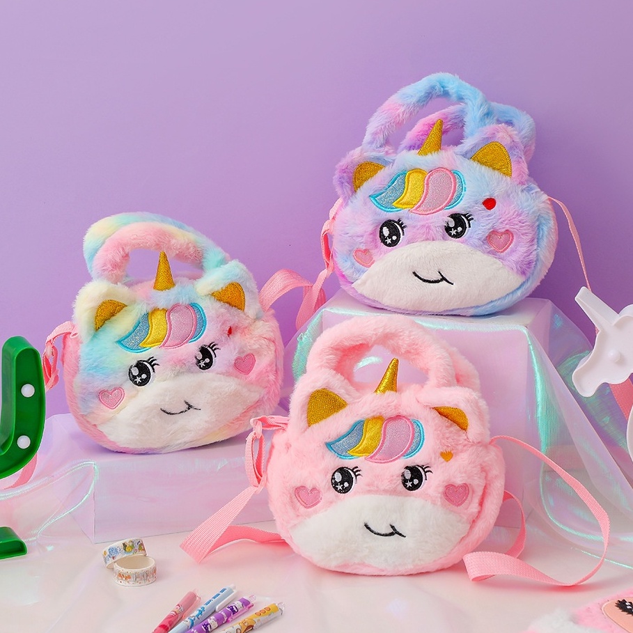 Jual Tas Selempang Anak Perempuan Bulu Unicorn Sling Bag Bulu Unicorn ...