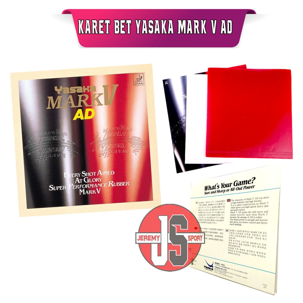Jual YASAKA MARK V AD - Karet Rubber Bet Bat Pingpong Tenis Meja Yasaka Mark V AD Original ...
